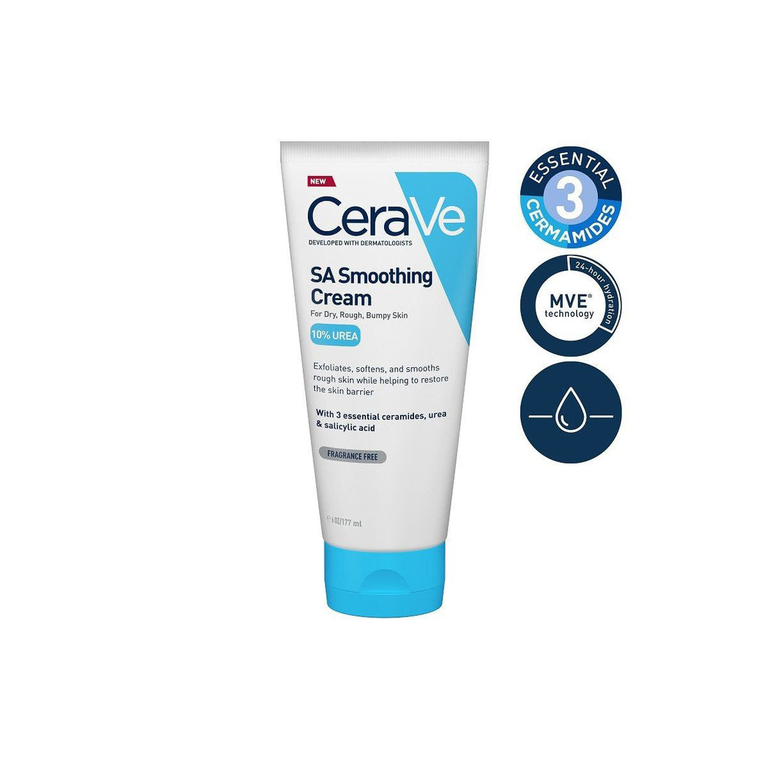 CeraVe SA Smoothing Cream Tube with Salicylic Acid for Dry, Rough & Bu ...