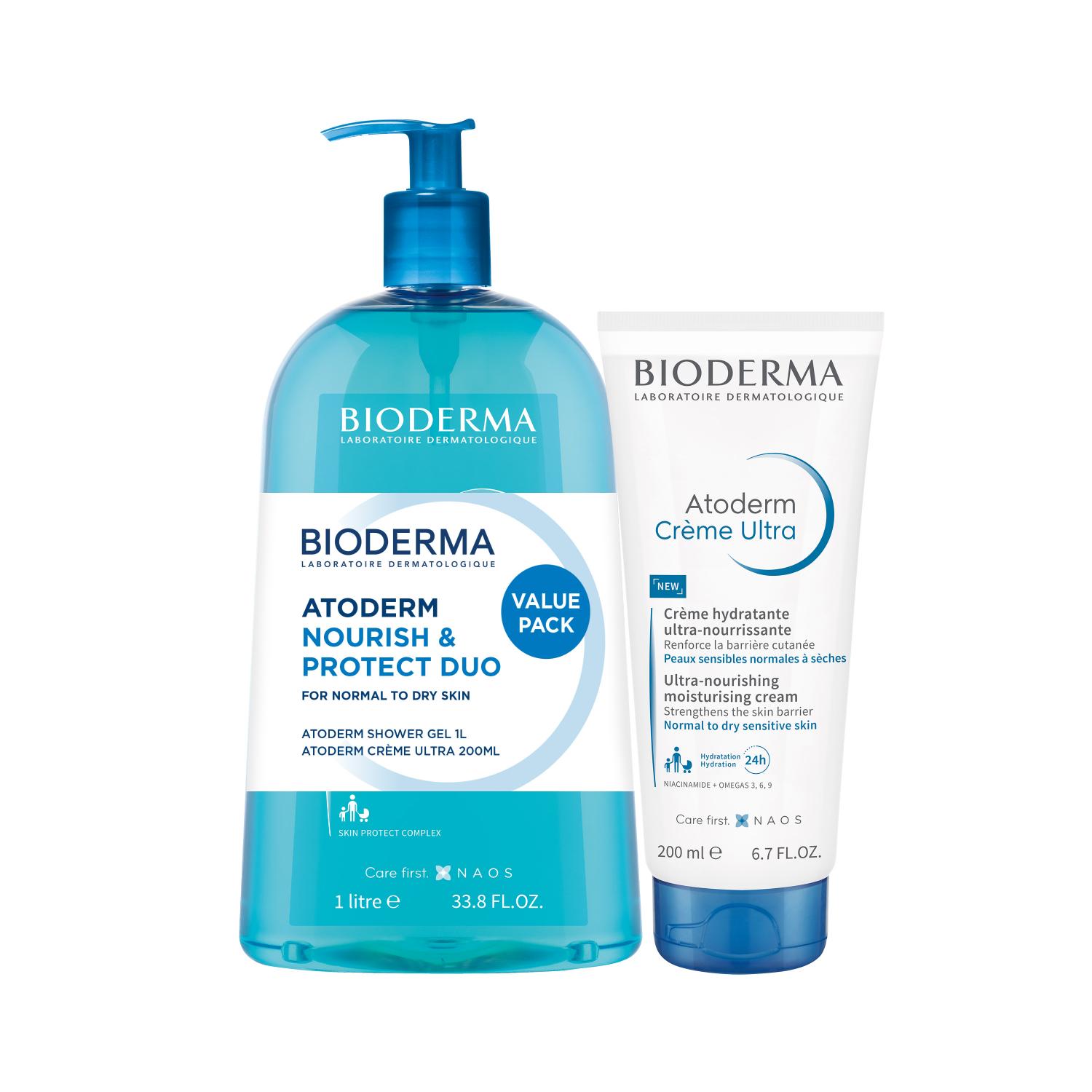 Bioderma Atoderm Dual Pack; Shower Gel 1L & Atoderm Cream 200ml ...