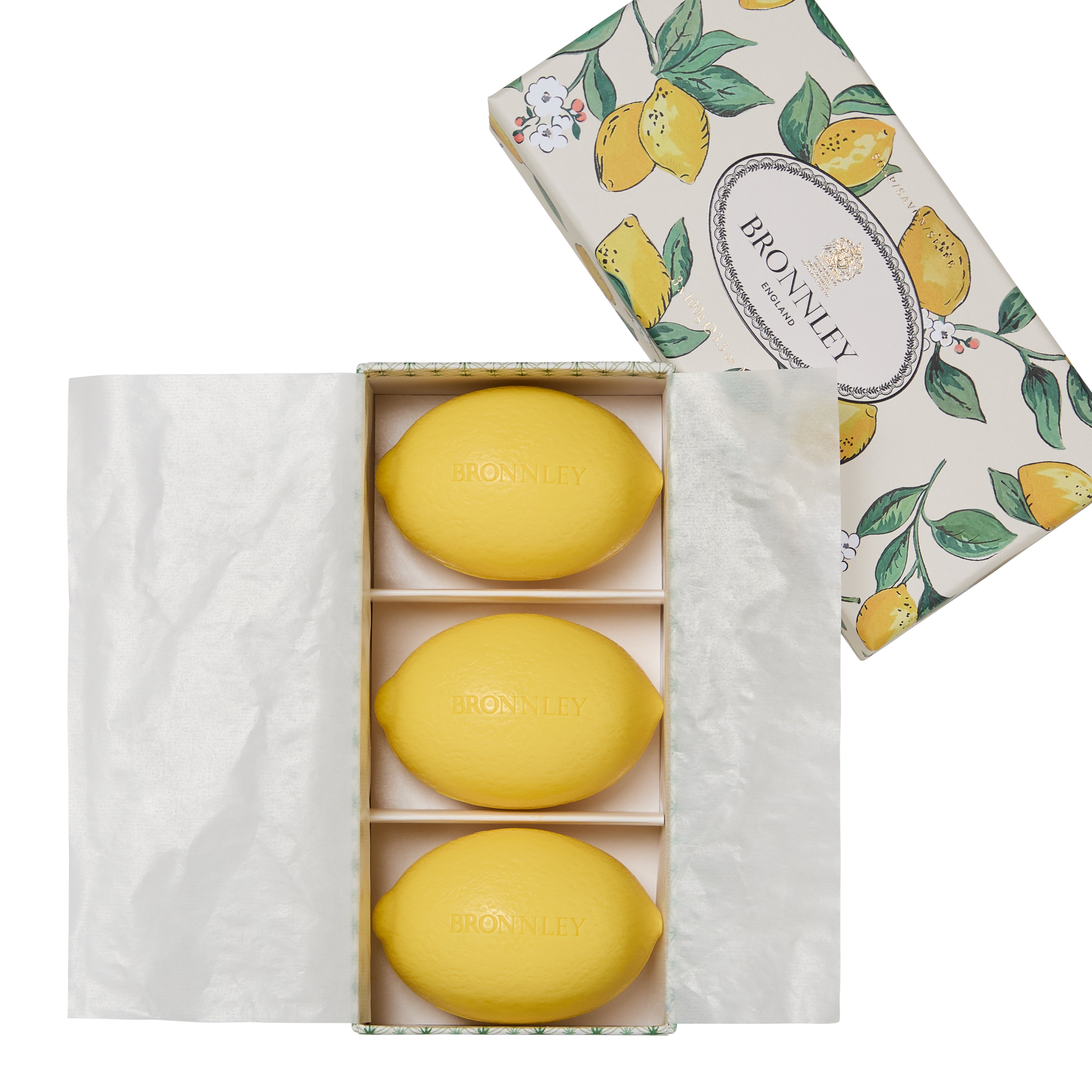 Bronnley Lemon Soap in Rigid Gift Box (3x100g) – Questmoor Pharmacy